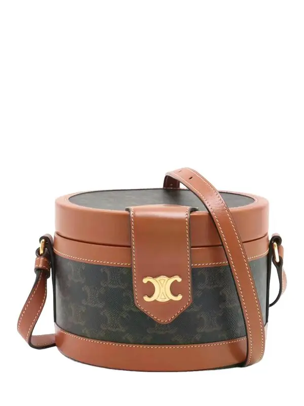Celine Medium Triomphe Coated Canvas Tambour Crossbody Bag - Brown