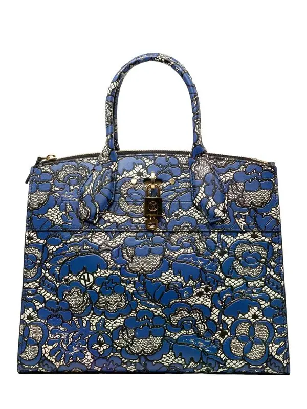 LOUIS VUITTON 2017 Embossed Leather Flower Lace City Steamer Mm Satchel - Blue