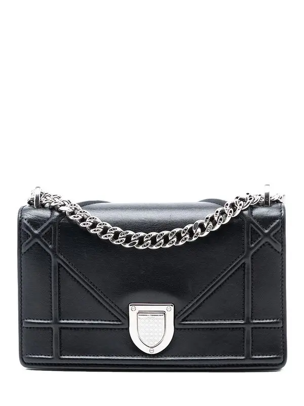 Dior 2015 Mini Lambskin Diorama Flap Crossbody Bag - Black