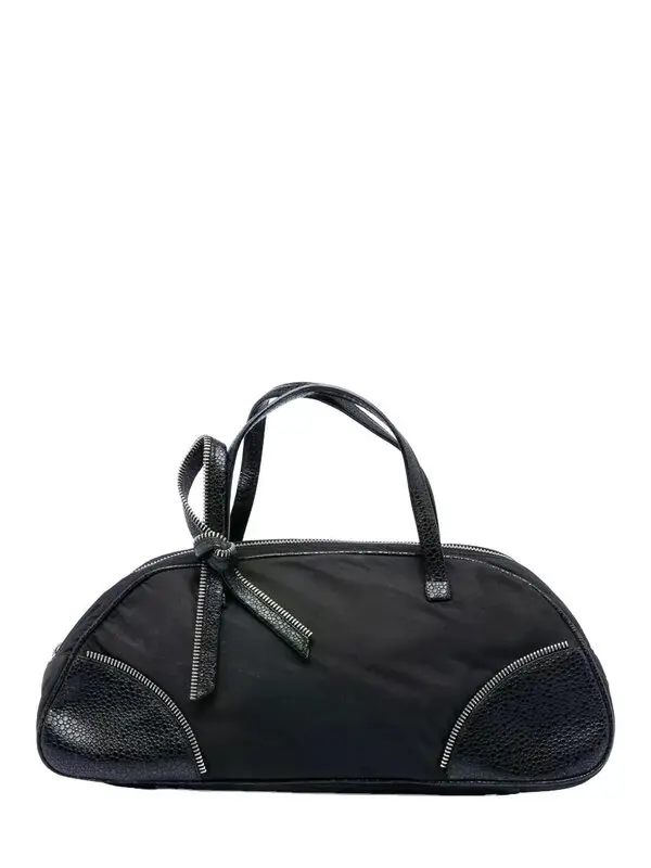 Dior 2001 Nylon And Calfskin Handbag With Bow Detail - Black