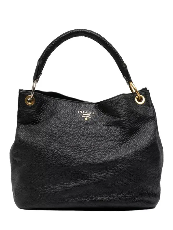 Prada 2010-2026 Vitello Daino Hobo Bag - Black
