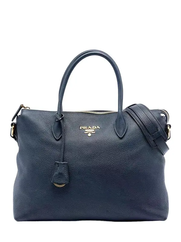 Prada Vitello Daino Zip Top Satchel 2013-2025 - Blue