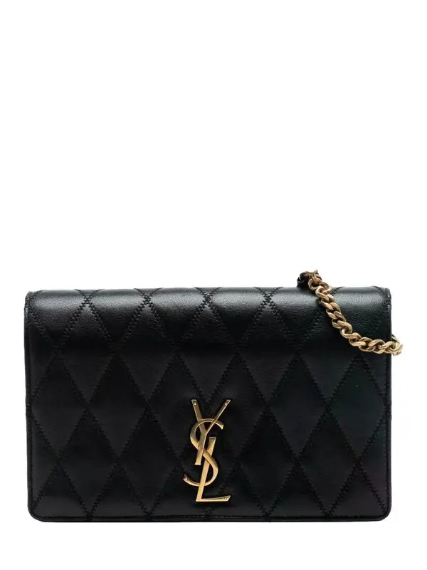 Saint Laurent Diamond Quilted Lambskin Angie Chain Bag - Black