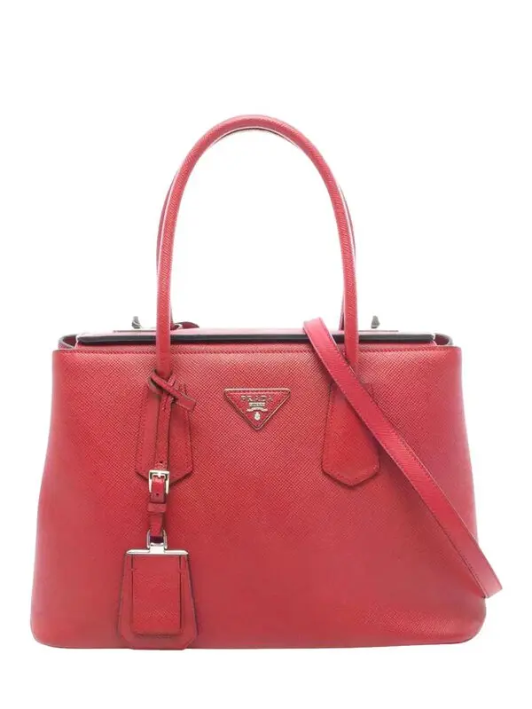 Prada Saffiano Cuir Turnlock Satchel - Red
