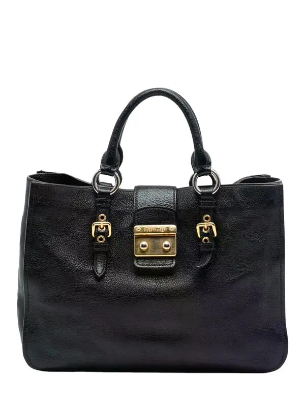 Miu Miu 2010-2025 Goatskin Madras Satchel - Black