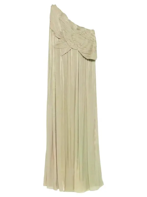 Costarellos Amabel Pleated One-shoulder Maxi Dress - Green