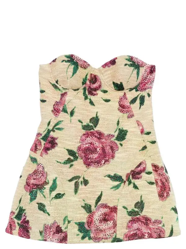 Giuseppe Di Morabito Floral Corset Mini Dress - Neutrals