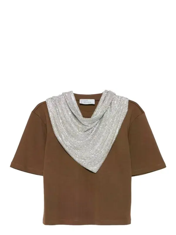 Giuseppe Di Morabito Embellished-detail Draped T-shirt - Brown