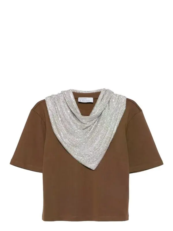 Giuseppe Di Morabito Embellished-detail Draped T-shirt - Brown
