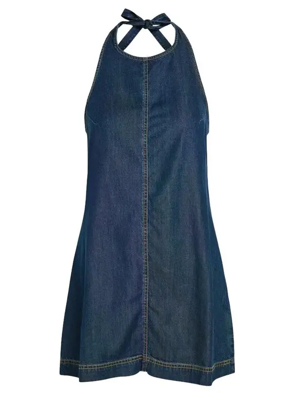 Good American Tie Neck Dress - Blue