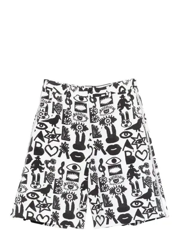 Comme Des Garçons Patterned Shorts - White