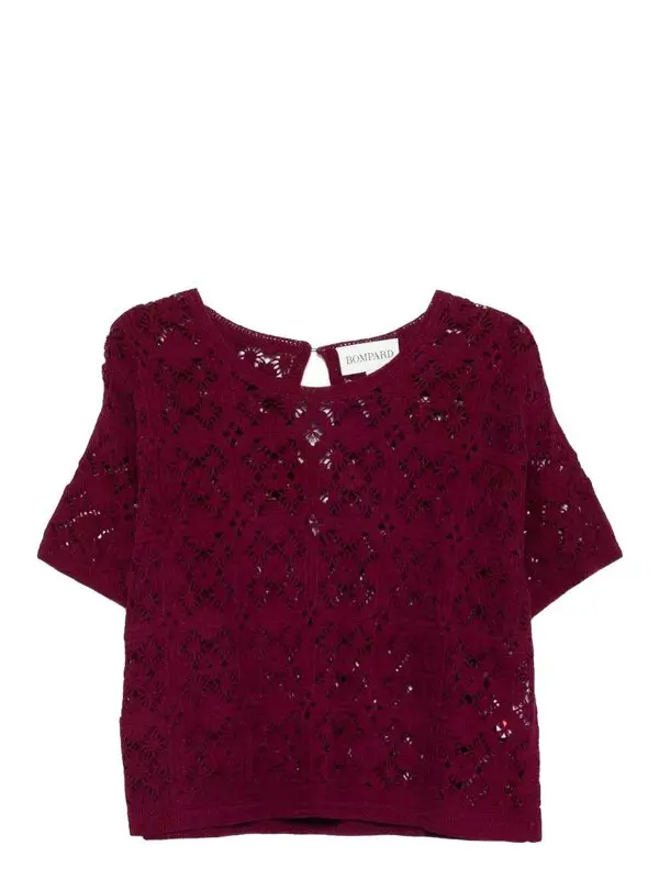 Eric Bompard Guipure Openwork Button Blouse - Red