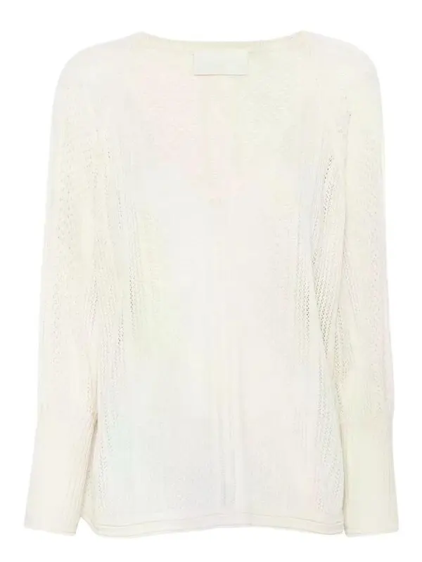 Eric Bompard Pointelle V-neck Top - Neutrals
