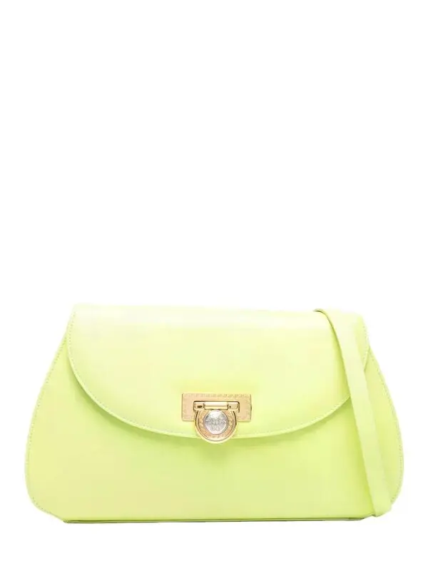 Versace 1990s Turn-lock Leather Clutch Bag - Green