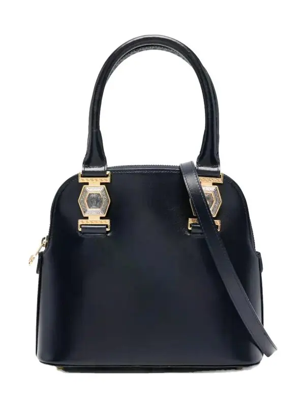 Versace 1990s Leather Top Handle Tote Bag - Blue