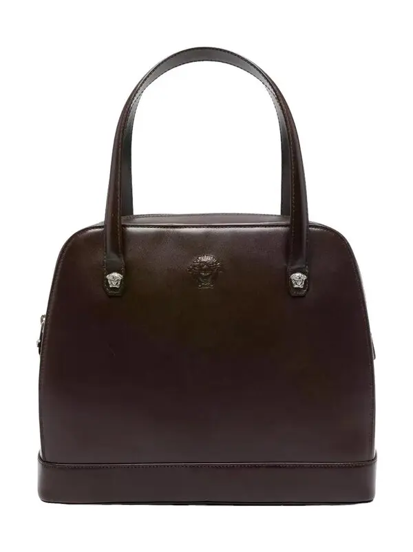 Versace 1990s Leather Tote Bag - Brown