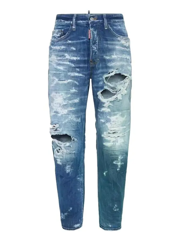 Dsquared2 Distressed Straight-leg Jeans - Blue