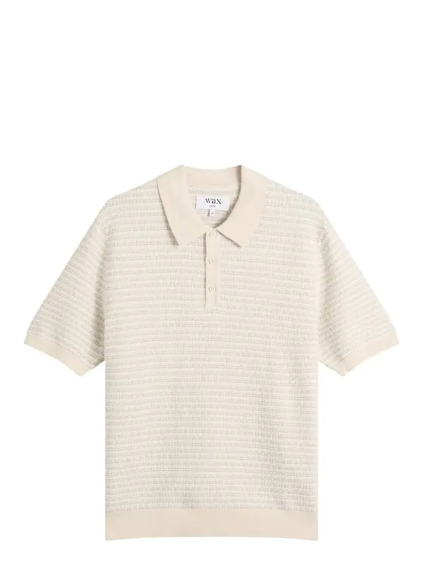 WAX LONDON Naples Mini Geo Knit Polo - Natural