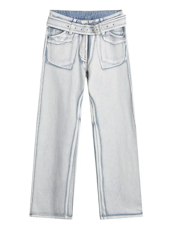 Acne Studios Page Blue Shadow Belted Jeans - Blue/white