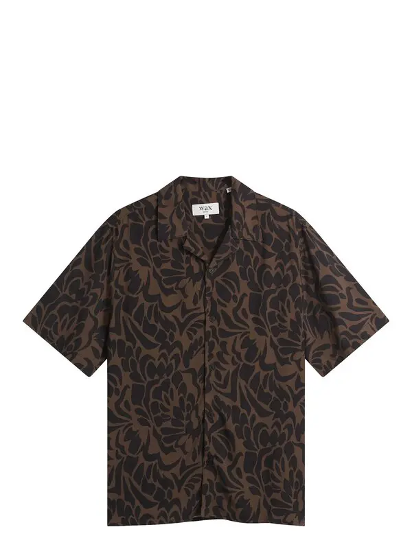 WAX LONDON Didcot Two Tone Floral Vacation Shirt - Black/brown