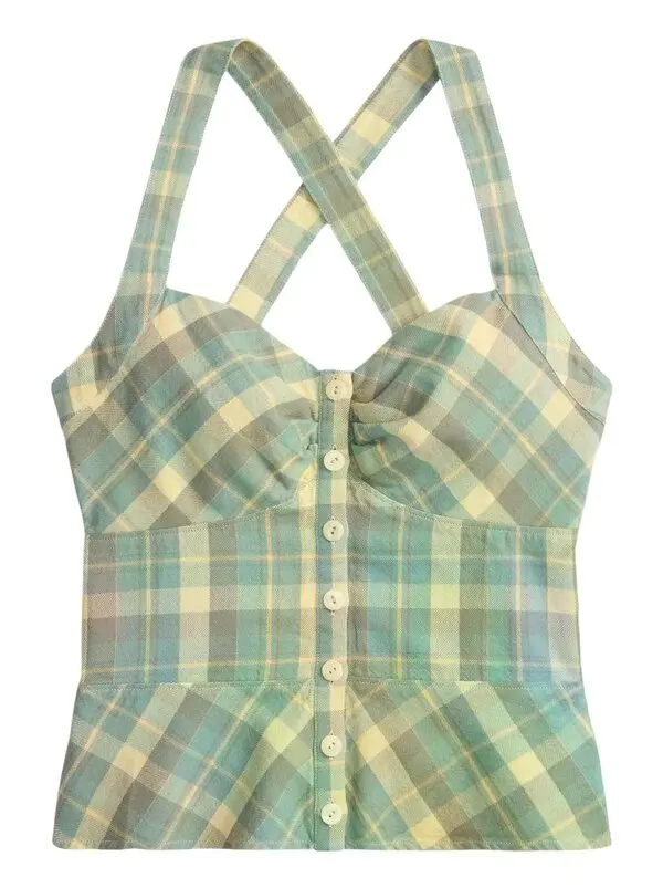 Ralph Lauren Plaid Buttoned Top - Green