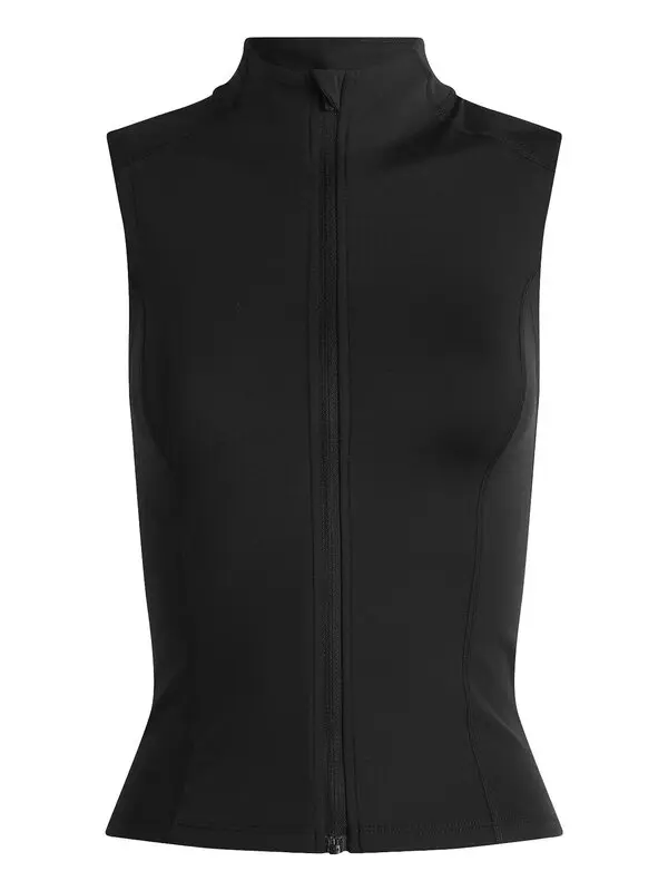 TALA Sleeveless Zip Through Running Top - Black