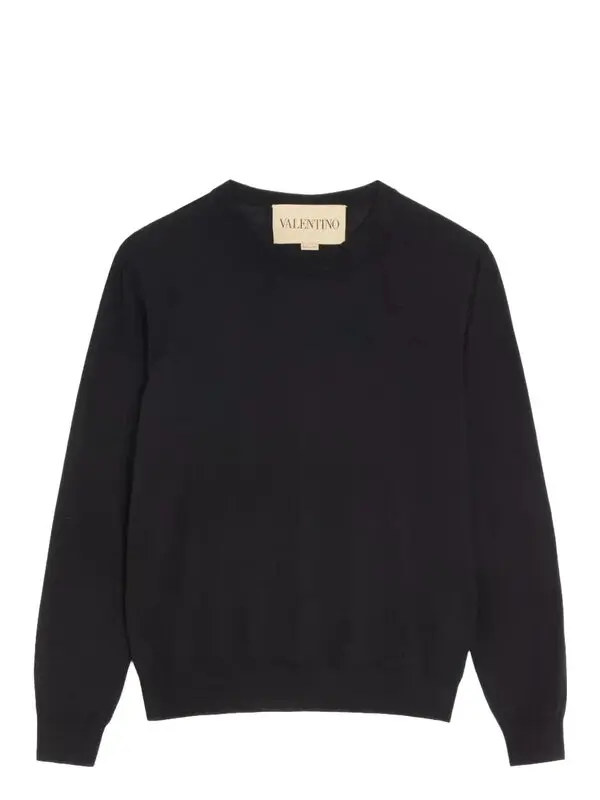 Valentino Garavani Wool Sweater With Vlogo Embroidery - Black