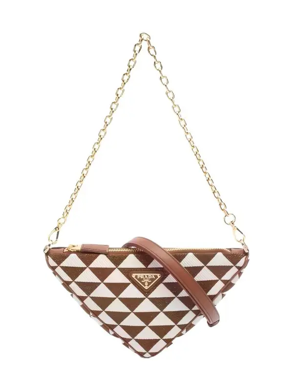 Prada 2010s Triangle Leather Shoulder Bag - Brown