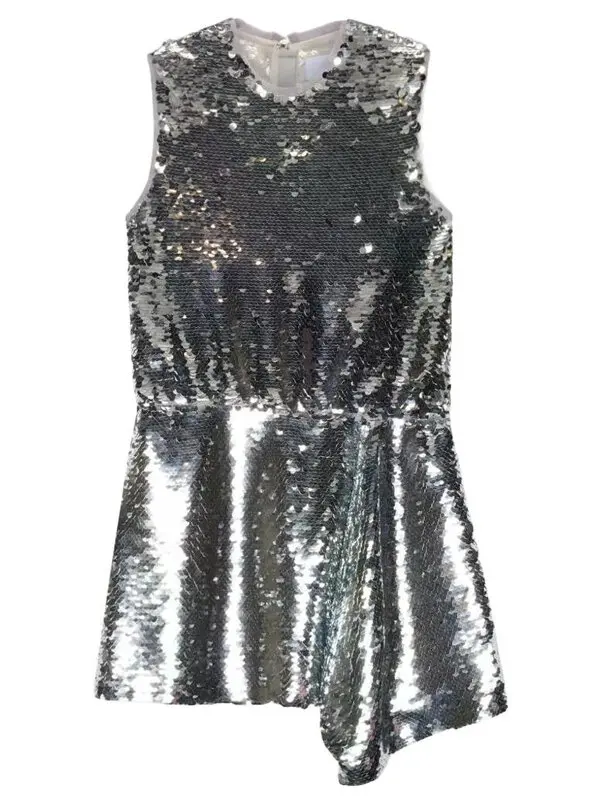 MSGM Sequin Sleeveless Dress - Silver