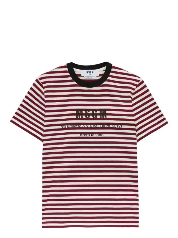 MSGM Striped Crew Neck T-shirt - Red