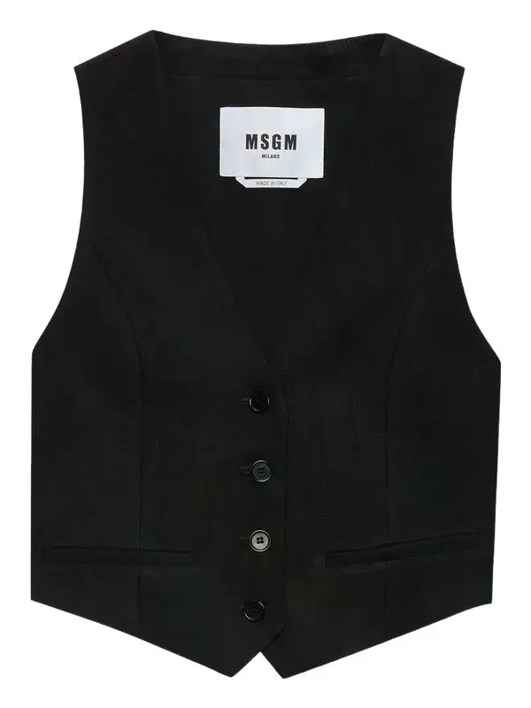 MSGM V-neck Buttoned Waistcoat - Black