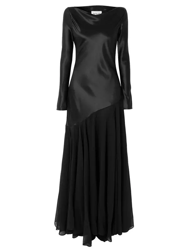 Tove Cordelia Silk-satin And Chiffon Gown - Black