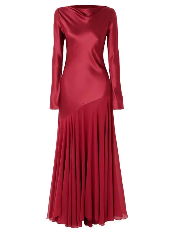 Tove Silk-satin And Chiffon Gown - Red