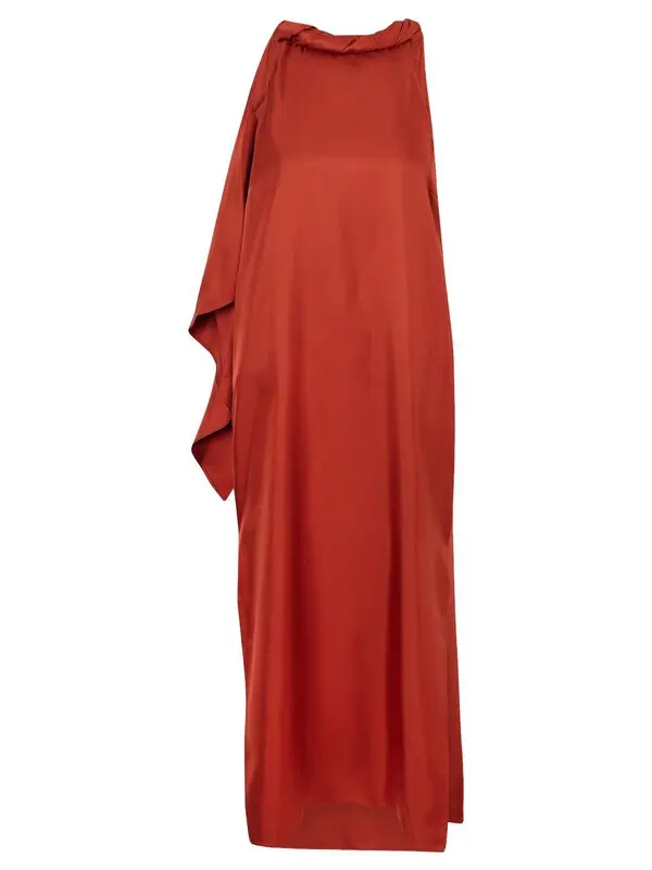 Loulou De Saison Susan Tie-detailed Draped Silk-twill Midi Dress - Red