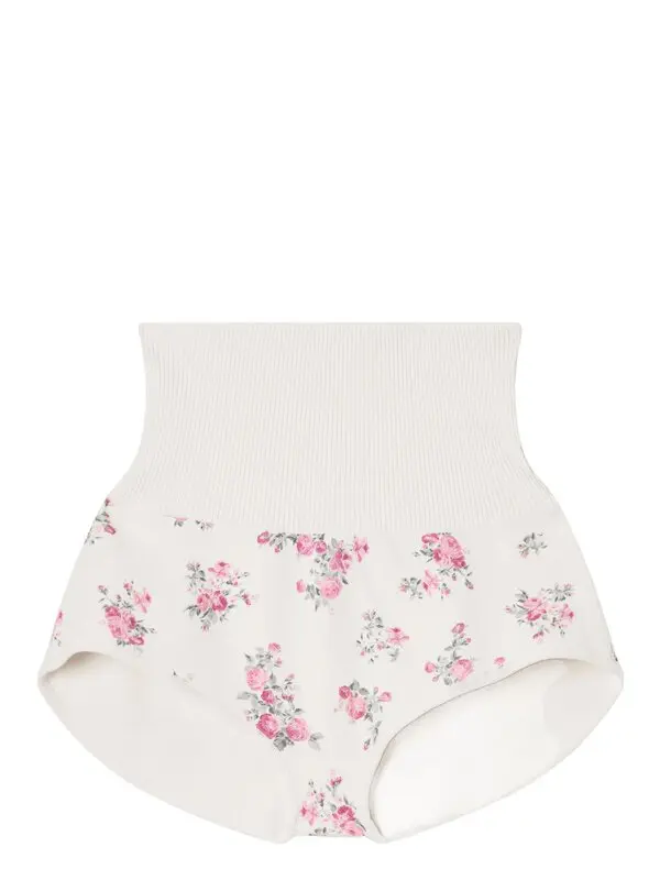 Magda Butrym Ribbed Floral-print Cotton Shorts - Pink