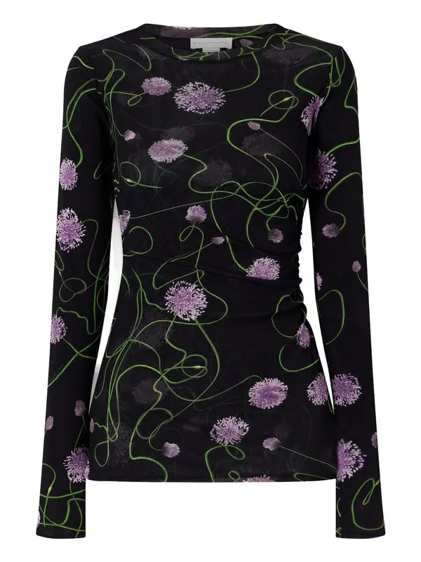 Stella McCartney Floral-print Jersey Top - Black