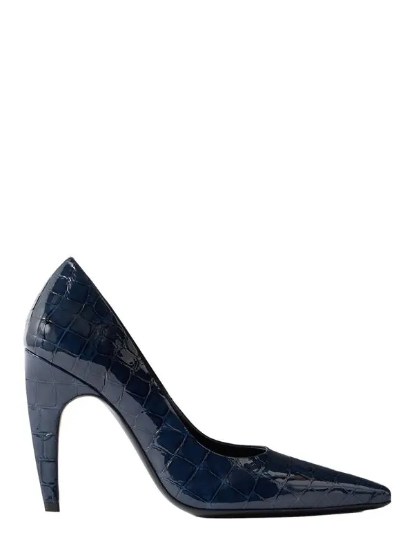 JUDE Fame Croc-effect Leather Pumps - Blue