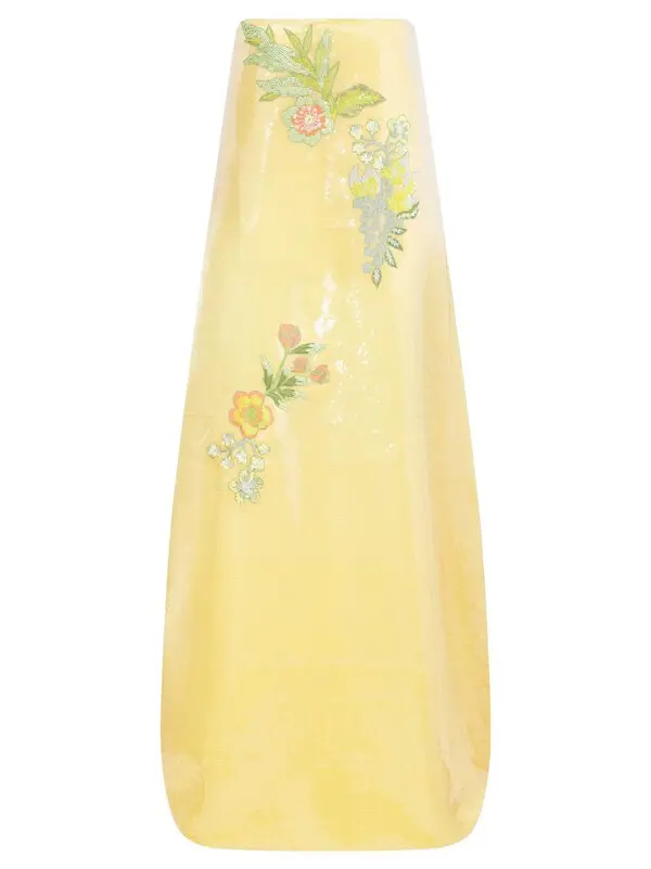 DIMA AYAD Embroidered Sequined Organza Gown - Yellow