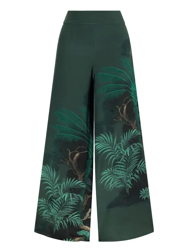 Johanna Ortiz Musical Printed Silk Crepe De Chine Wide-leg Pants - Green
