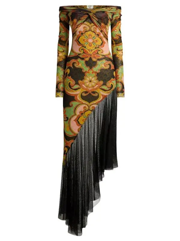 Etro Floral-print Asymmetric Dress - Black
