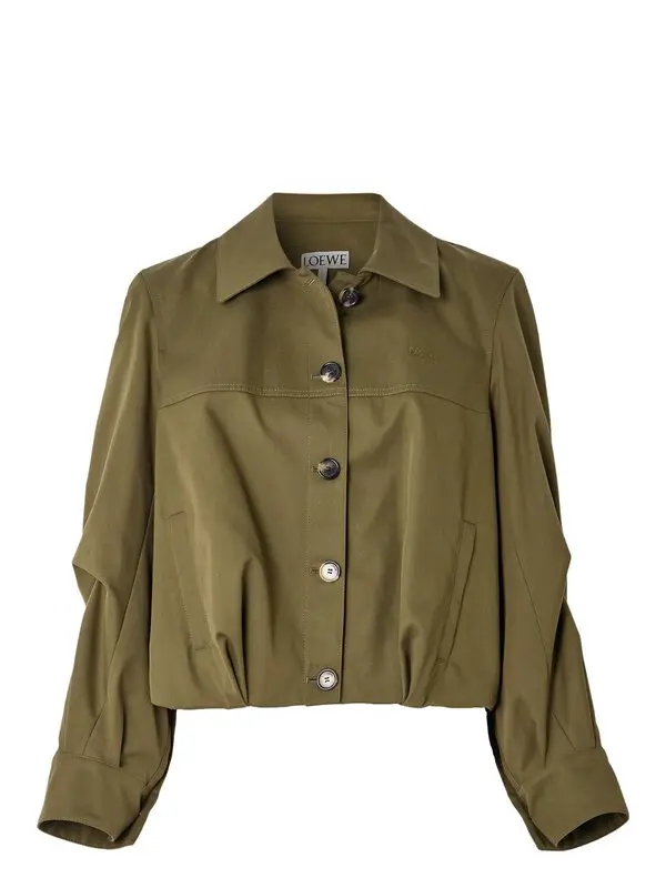 Loewe Embroidered Cotton And Silk-blend Jacket - Green