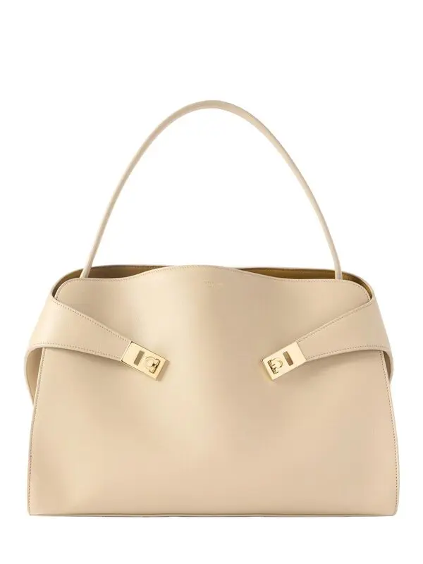 FERRAGAMO Hug Medium Leather Tote - Neutrals