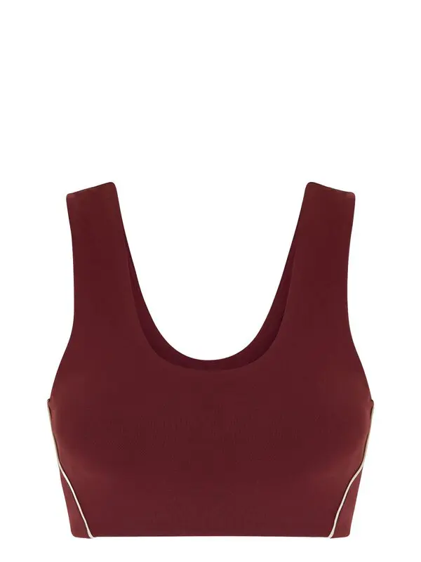 Lululemon Wunder Train Piped Stretch-jersey Sports Bra - Burgundy