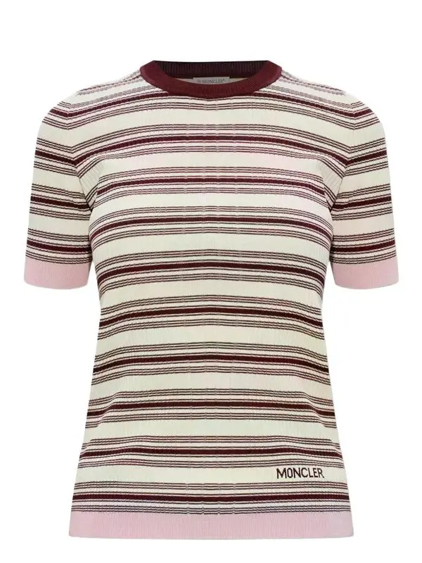 Moncler Striped Knitted T-shirt - Neutrals