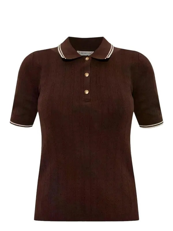 Moncler Buttoned Polo Top - Brown