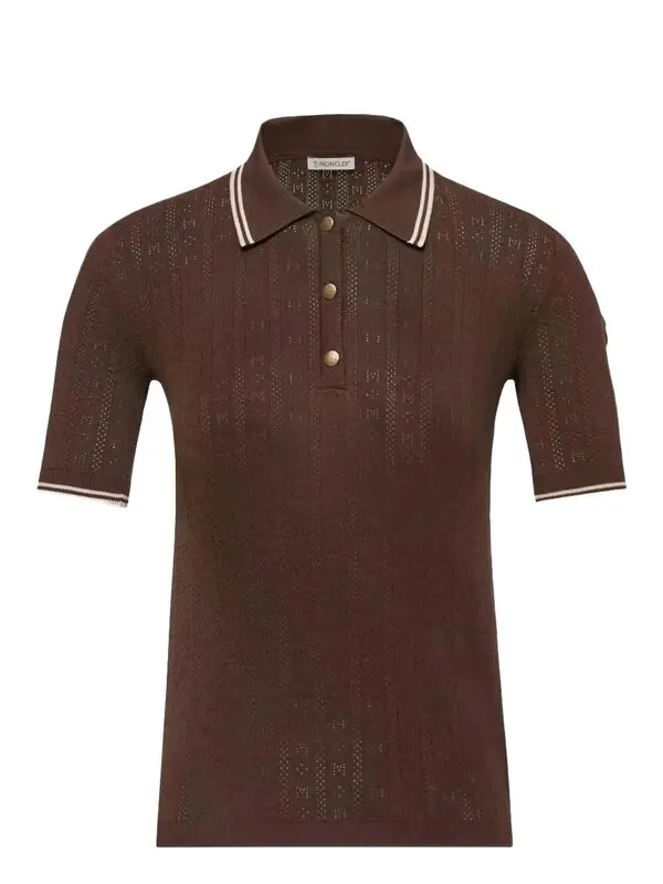 Moncler Pointelle-knit Tipped Polo Shirt - Brown