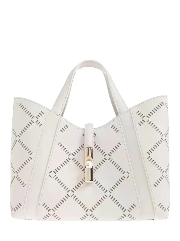Furla Goccia Perforated Handle Tote - White