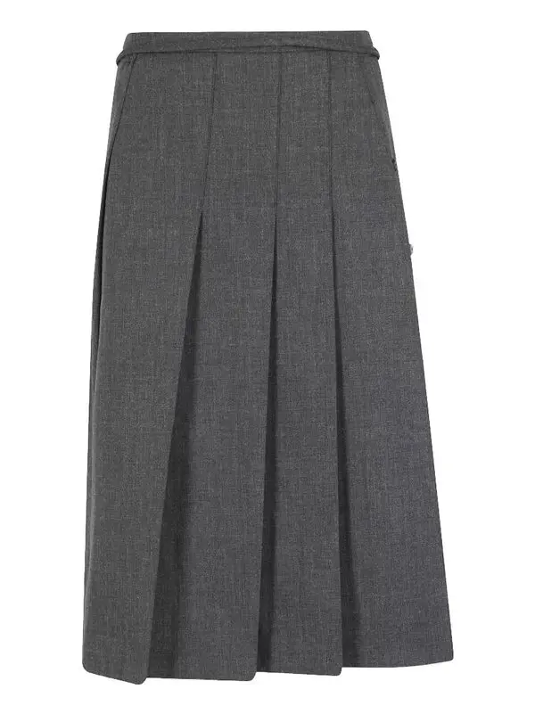 LA PISCINE Tie-detail Pleated Midi Skirt - Grey