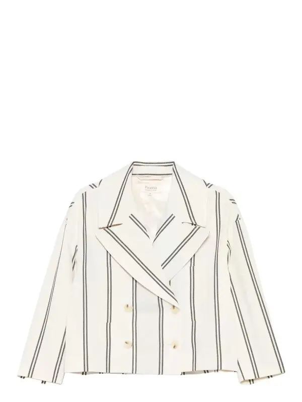 PSOPHIA Stripe-pattern Double-breasted Jacket - Neutrals