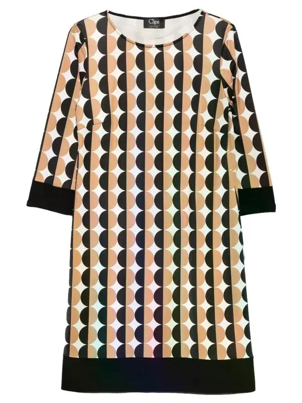 CLIPS Geometric-print Midi Dress - Neutrals